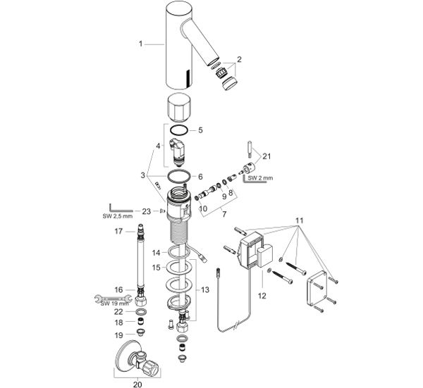 Hansgrohe Axor Starck Stainless Steel Optic Electronic Basin Mixer ...