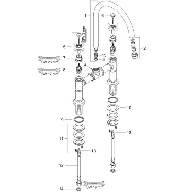 Hansgrohe AXOR Montreux Chrome 2-Handle Kitchen Mixer DN15 16803000 ...