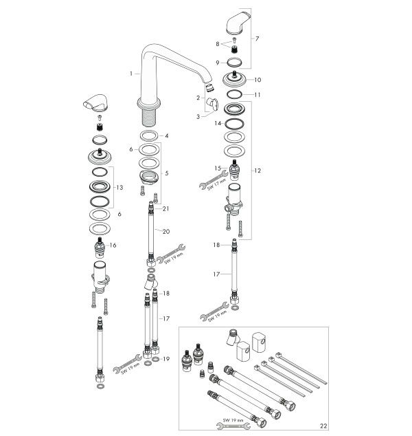 Hansgrohe Axor Bouroullec Chrome Basin Mixer 19155000 Spare Parts