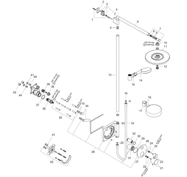 Hansgrohe Raindance Chrome S 240 Air 1Jet Showerpipe 27145000 Spare ...